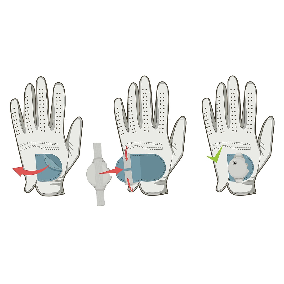 No Worry Sports Original Stroke Counter with Universal Golf Glove Fastener (4-Pack)