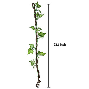 AQUA KT Reptile Flexible Climbing Vine Tree Branch with Leaves and Suction Cup for Lizard Snake Amphibian Terrarium Habitat Decoration