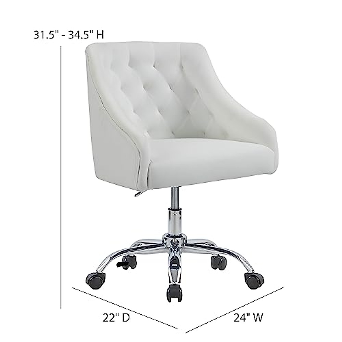 Velvet Office Task Desk Chair for Girls, Modern Vanity Chair for Home Office, Make Up, Bed Room, 360°Swivel Height Adjustable Reception Chair, White