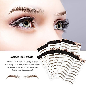 18 Sheets 180 Pairs Eyebrow Tattoo Stickers 4D Hair Like Authentic Waterproof Peel off Eyebrow Grooming Shaping Makeup Sticker for Women Girls (Brown)