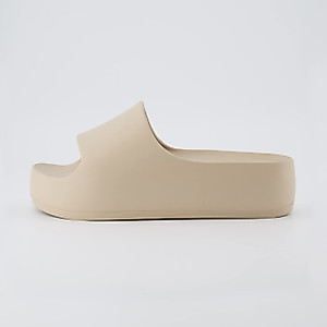 CUSHIONAIRE Women's Ninja platform slide sandal with +Comfort, Khaki 10