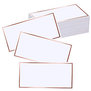 EXQUISS 50 Pcs Place Cards 4”x2” with Rose Gold Foil Border for Food Buffet Party, Name Place Cards for Table Setting, Wedding Reception, Escort Cards Name Cards for Birthday Dinner