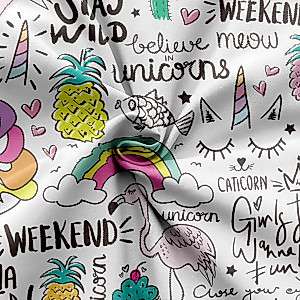 SHINICHISTAR Unicorn Comforter Set for Kids Teens Girls 3 Pieces Cartoon Drawing Bedding Sets Twin Size