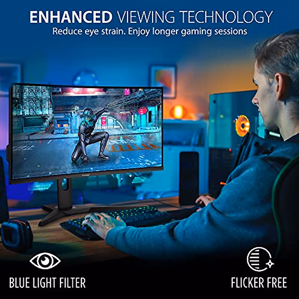 ViewSonic OMNI VX3418-2KPC 34 Inch Ultrawide Curved 1440p 1ms 144Hz Gaming Monitor with Adaptive Sync, Eye Care, HDMI and Display Port