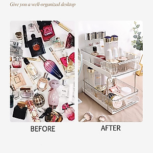 Beelee Under Sink Organizer with Dividers: 2 Tier Bathroom Organizer Tray Clear Pull Out Storage for Bathroom and Kitchen - Pantry Cabinet Shelf