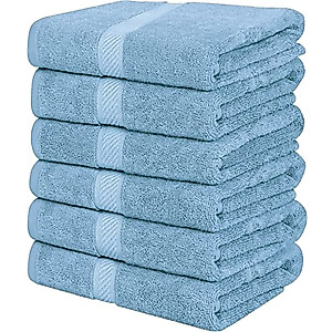 Utopia Towels [6 Pack Bath Towel Set, 100% Ring Spun Cotton (24 x 48 Inches) Medium Lightweight and Highly Absorbent Quick Drying Towels, Premium Towels for Hotel, Spa and Bathroom (Sky Blue)
