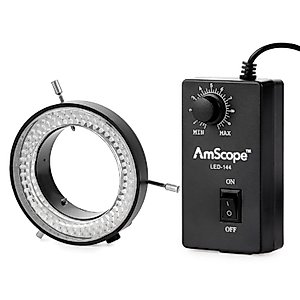 AmScope LED-144-YK 144-LED Microscope Ring Light with Adapter