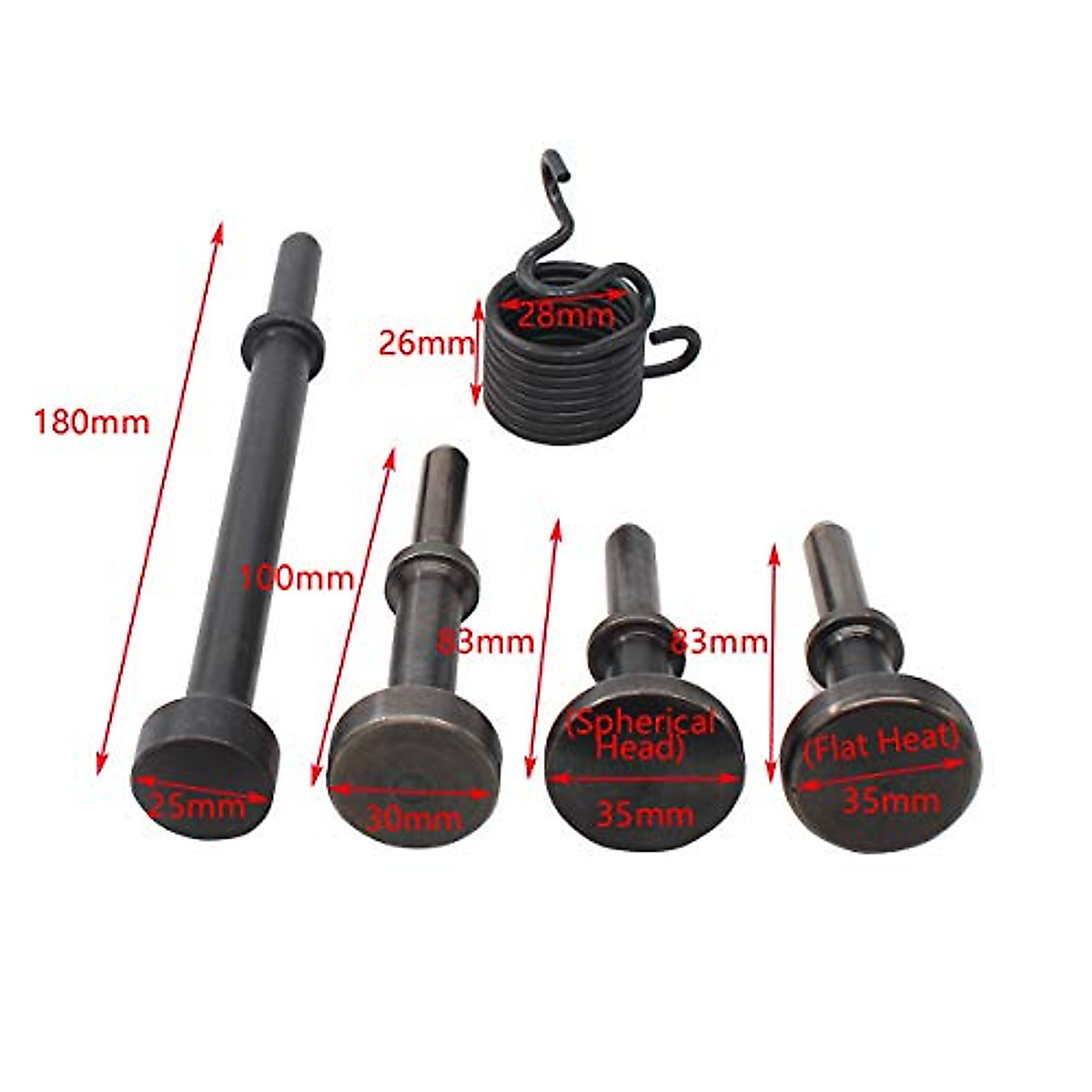 ApplianPar Pack of 5 Heavy duty Smoothing Pneumatic Air Hammer Pneumatic Chisel Bits Extended Length Tools Kit with Spring
