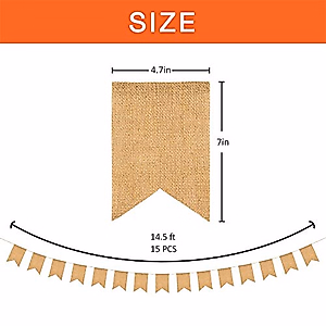 ThxToms (15 Pcs) Burlap Banner, DIY Custom Banners, Party Decor for Birthday, Wedding, Baby Shower and Graduation, 14.5ft