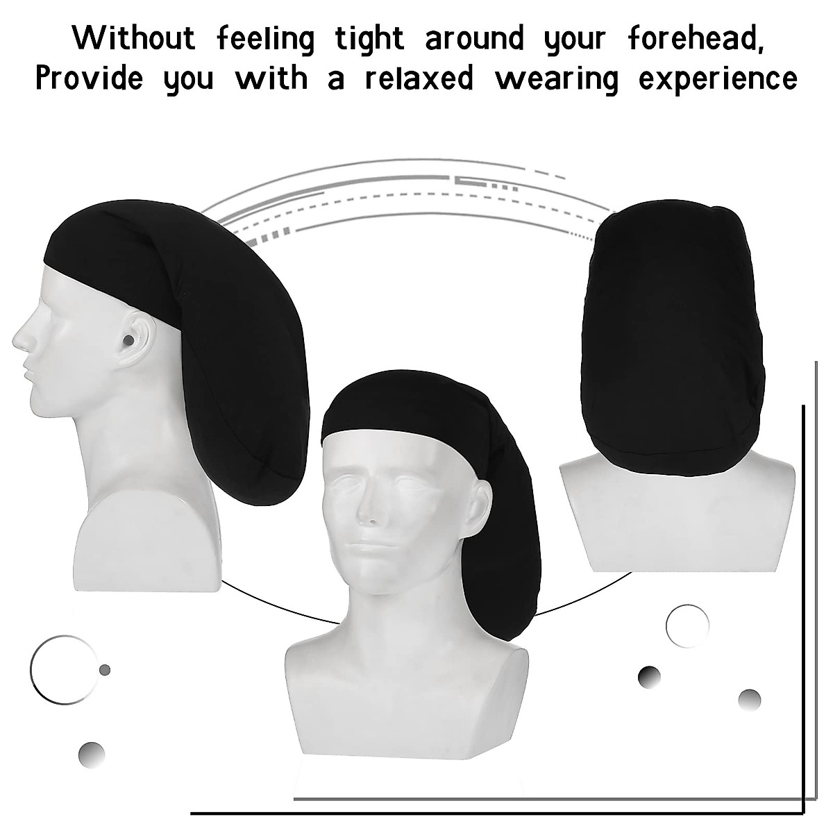 4 Pieces Unisex Dreadlock Cap Long Hair Dreads Head Wrap Sleeping Cap Hair Accessories Sleep Bonnet for Men Women (Black)