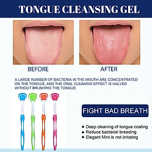 4 Pieces Tongue Scraper, Tongue Cleaner Brush for Adults Tongue Scrubber for Better Breath and Oral Hygiene