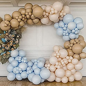 Brown And Blue Balloon Garland Kit Blue Nude Coffee Brown Apricot Double Stuffed Latex Balloons For Teddy Bear Baby Shower Jungle Safari Theme Party Gender Reveal Birthday Party Decorations