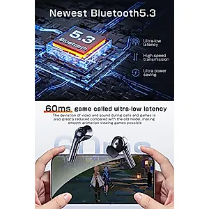 INSBES Wireless Earbuds Bluetooth 5.3 Headphones Touch Control with Wireless Charging Case IPX7 Waterproof Stereo Ear Buds in-Ear Built-in Mic Bluetooth Earbuds