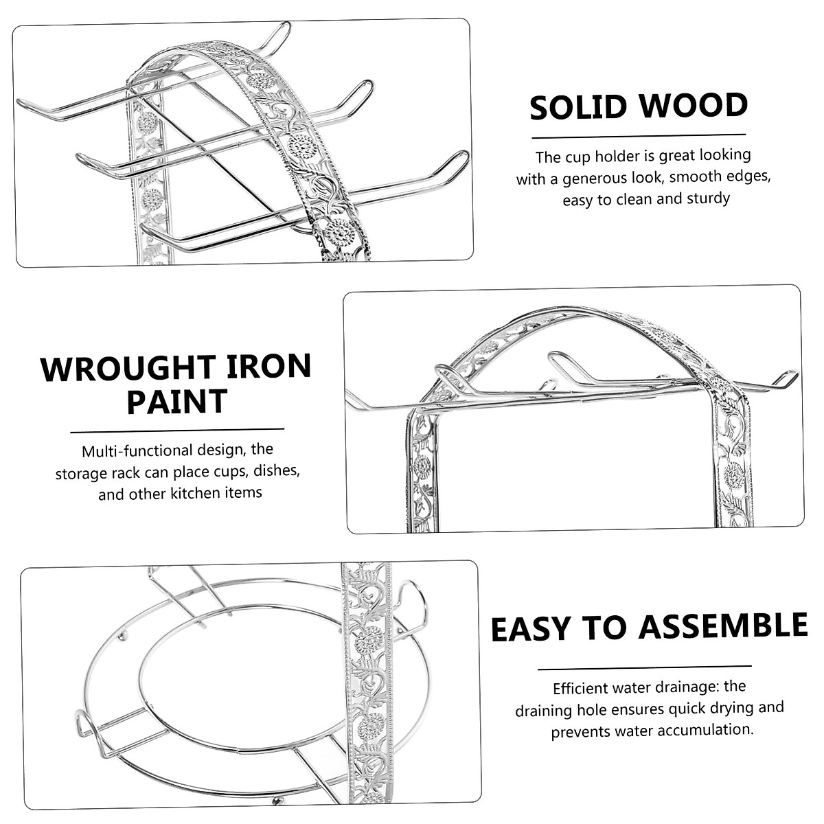 FUNOMOCYA Kitchen Countertop Mug Drying Rack Stylish Cup Holder Stand for Coffee Mugs Teacups and Bottles Space Saving Organizer for Home Kitchen Office and Restaurant Use