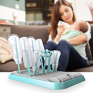 Hestier Baby Bottle Drying Rack with Bottle Cleaning Brush Set/Plastic Bag and Bottle Dryer - Drying Rack and The Planet Folds for Easy Storage