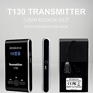 Retekess T130 Tour Guide System, Church Translation System, Good Quality Sound, 99 Channels, Assisted Listening Devices for Court,Training,Interpreter (1 Transmitter 2 Receivers)