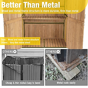 Aivituvin Outdoor Storage Shed Upgraded with Strong Metal Frame Garden Tool Shed Storage House Cabinet with Adjustable Shelfs and Wooden Floor 4.6 x 2.42FT (Brown)