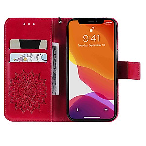 Fansipro Phone Cover Wallet Folio Case for Oppo Reno 6 PRO Plus 5G, Premium PU Leather Slim Fit Cover for Reno 6 PRO Plus 5G, 2 Card Slots, Exact Fitting, Red