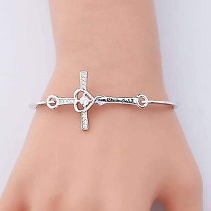 LQRI Christian Cross Bracelet Philippians 4:13 gift Bible Verses Gift God Cross Bangle Religious Gift For Women (B-Phil 4:13)