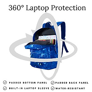 Fenrici Tie Dye Backpack for Boys, Kid's Backpack for Boys, Girls, School Bookbag with Padded Laptop Compartment, Blue, Tie Dye, 17 Inch