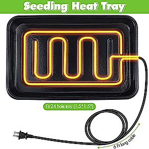 Seed Starter Tray with T8 Grow Light, Seedling Heat Tray Mini Greenhouse with 15'' Humidity Domes and Height Extension, Plant Sprouting Germination Propagation Kit Indoor Gardening Supplies