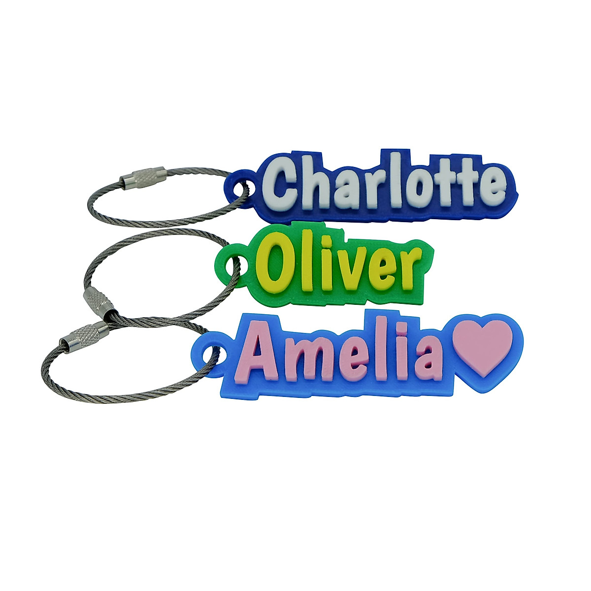 Fun Personalized Water Bottle and Bag Name Tag Whimsy Font, Hard Plastic Luggage Label Custom Nametag