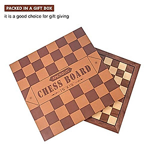 AMEROUS 15 inches Wooden Chess Board Only, Professional Staunton Tournament Chessboard No Pieces with Gift Package - Chess Rules, Portable Chess Board for Beginners, Kids, Adults