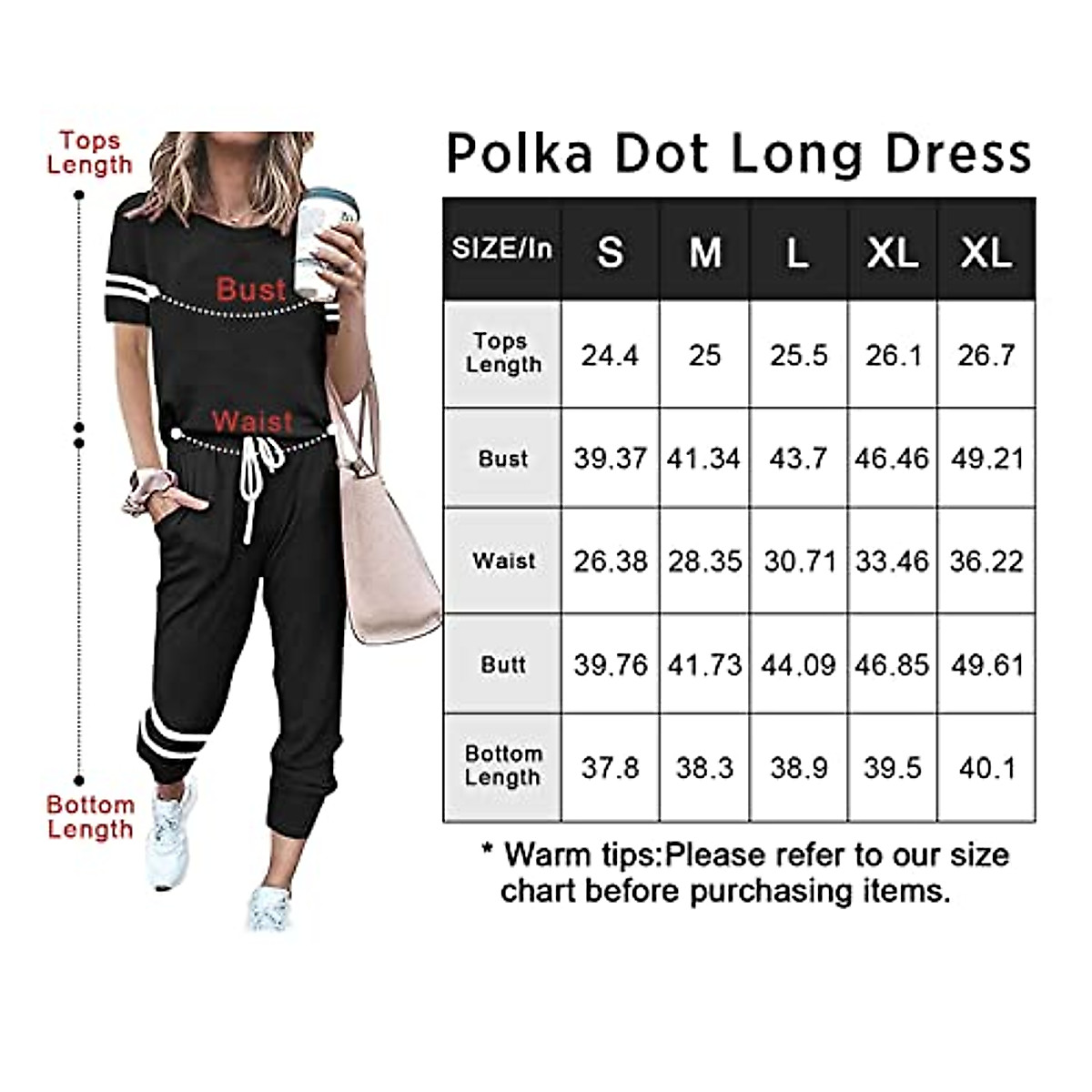 PRETTYGARDEN Women’s Summer Two Piece Outfits Striped Short Sleeve Pullover and Long Pants Tracksuit Pajama Lounge Jogging Set With Pockets (Black, Large)