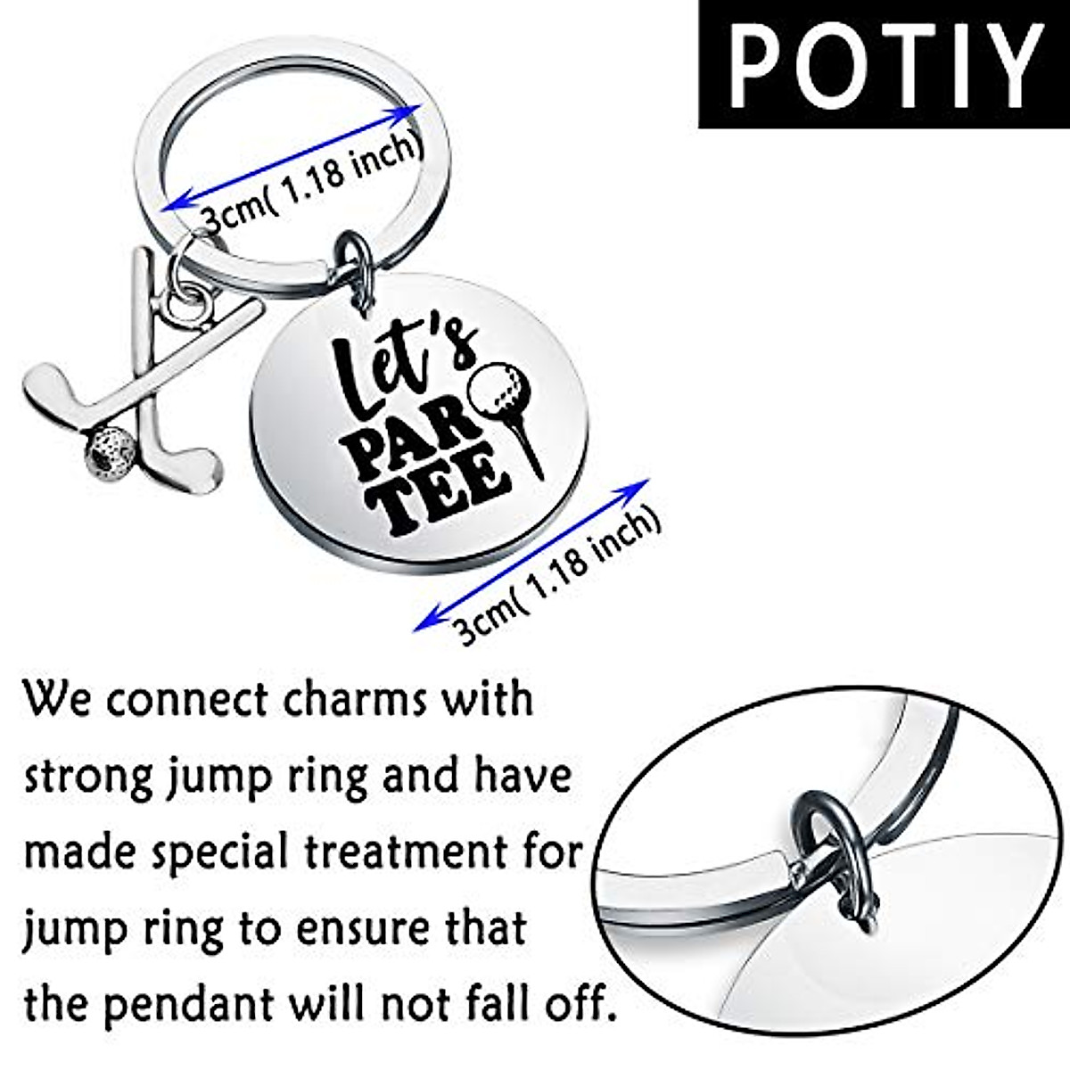 POTIY Golfer Gift Golf Keychain Charm Jewelry for The Lovers and Collectors of Golf (golf keychain)