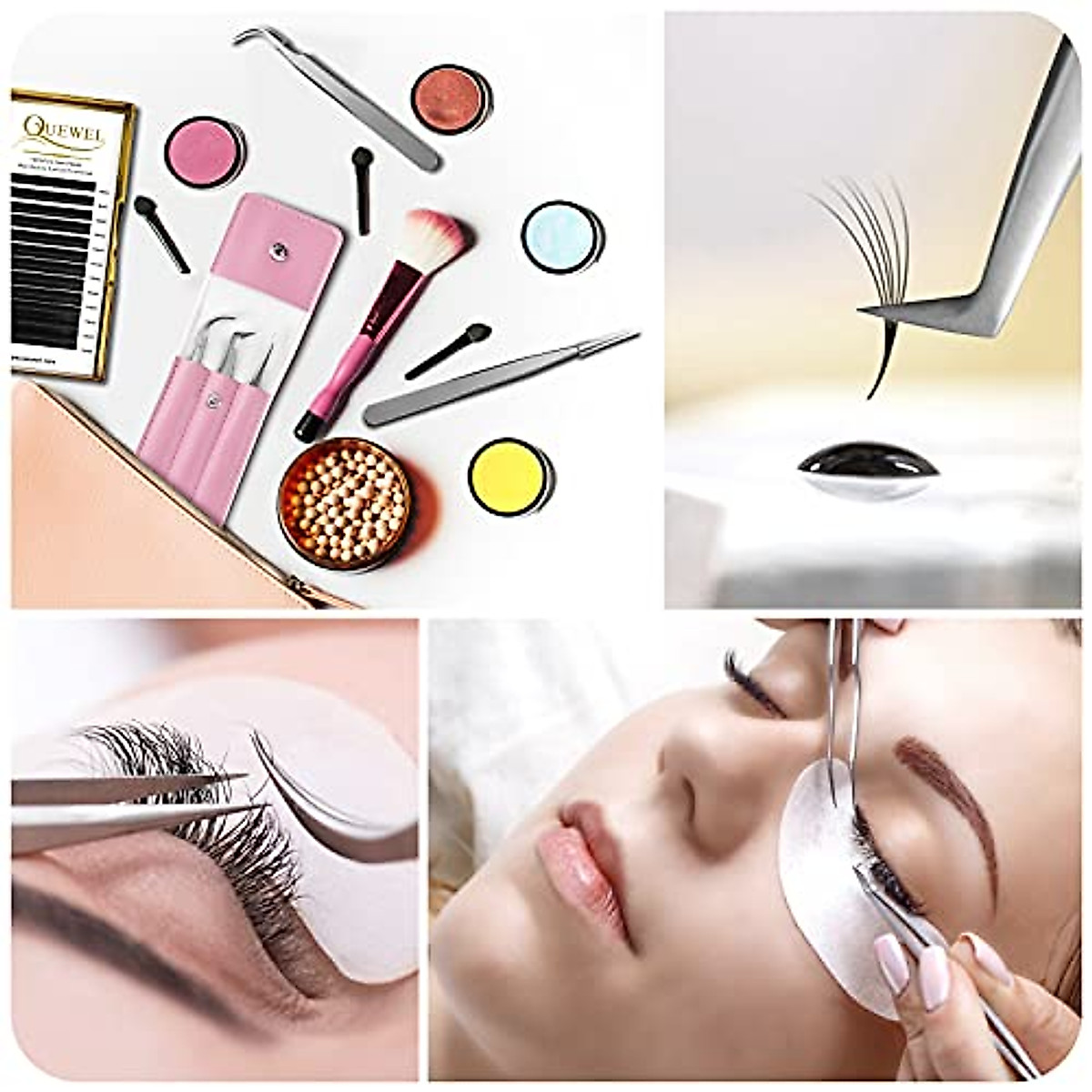 Quewel Eyelash Extension Tweezers Set Eyelash Applicator Tool Curved and Straight pointed Tweezers Lash Extension Supplies Stainless Steel Precision Tweezers Silver (Matte,3 pcs)