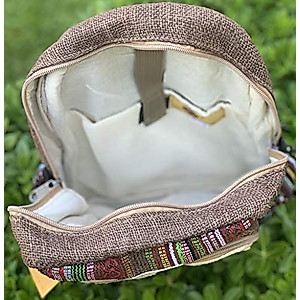 Unique Design Sun with Om Print 100% Himalaya Hemp Backpack Small Backpack Hippie Backpack Festival Backpack Hiking and Laptop Backpack FAIR TRADE Handmade with Love.