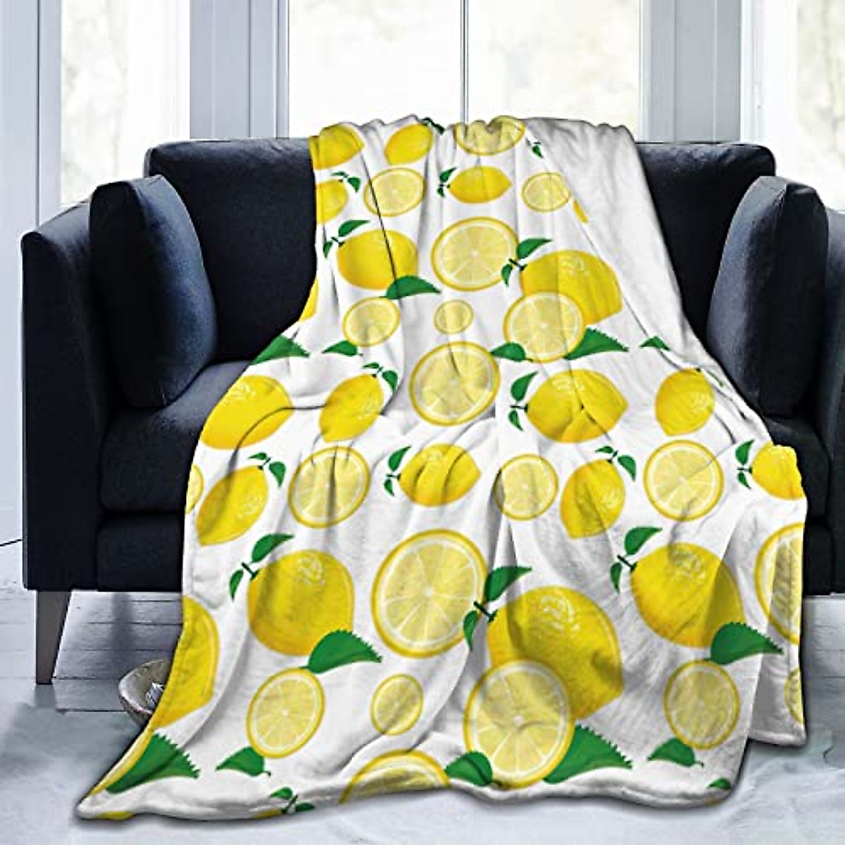 Yamegoun Lemon Throw Blankets Premium Micro Fleece Blanket for Bed Couch Living Room Unisex Lightweight for Adults or Boys Girls 60 X 50 Inches
