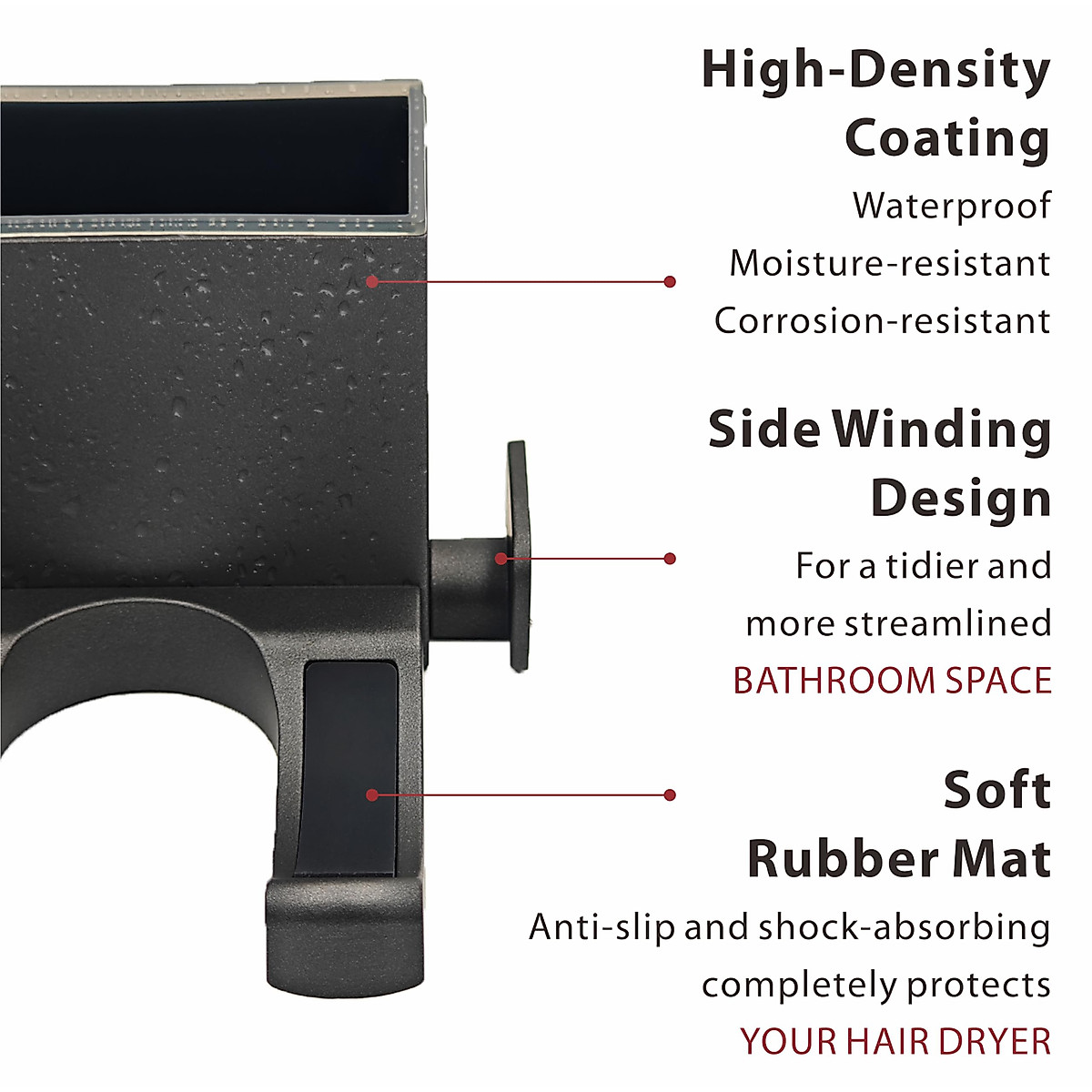 Charming Life Hair Dryer Holder Wall Mounted, Bathroom Space-Saving Blow Dryer Organizer, Self Adhesive Magnesium Aluminum Alloy Compatible for Dyson Hair Dryer Wall Mounted