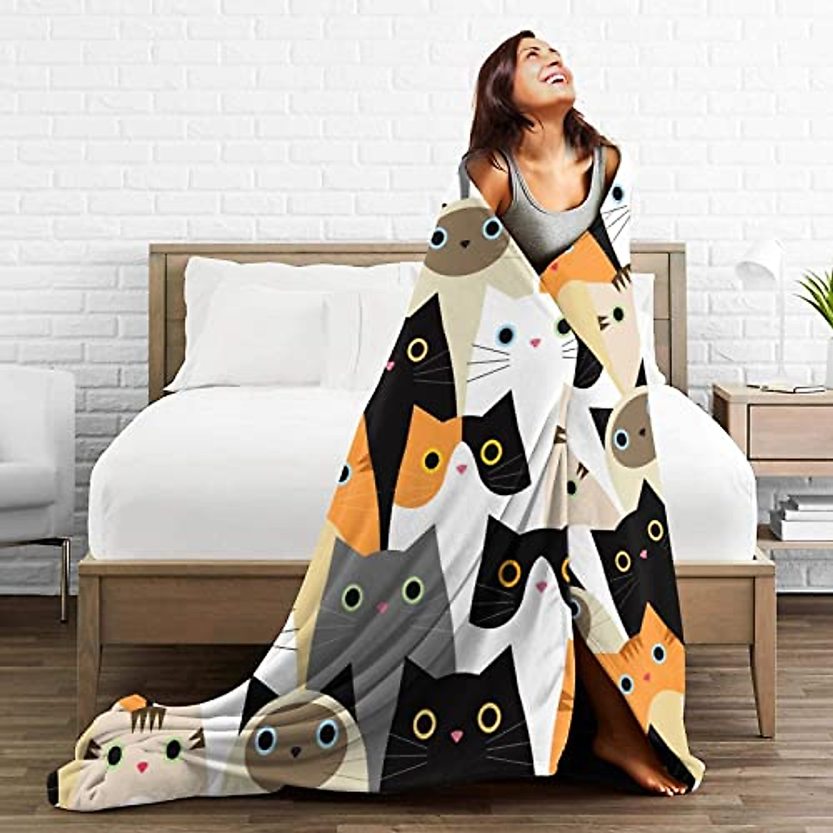 Cat Blanket Warming Gifts Super Soft Throw Blanket Flannel Cozy for Loved One Home Decor for All Season 50"X40"