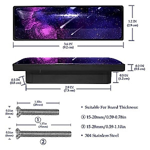 4 Pack 3.6In Double Holes Handles Pulls, Universe Starry Sky Print Decorative Kitchen Cabinet Dresser Drawer Closet Cupboard Door Handles Pulls for Home Bedroom Bathroom