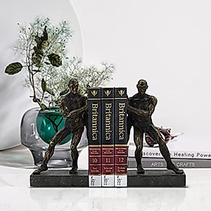 LIFFY Decorative Bookends, Black Resin Non-Skid Book Ends, Heavy Duty Bookend Holder Ornaments, Decorative Book Stopper for Shelves, Office Desk, Study Room, Creative Home Decor Gifts for Book Lovers