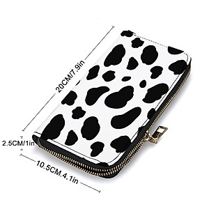 Qwalnely Cow Print Wallet PU Leather Purse Phone Credit Card Storage Purse for Women Adults