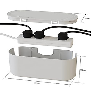 D-Line Cable Tidy Box | Hide and Conceal Extension Blocks and Electrical Cables from TVs, Computers, Gaming Consoles & PCs | Cable Management Made from a Robust Electrically-Safe ABS Material | Small, White