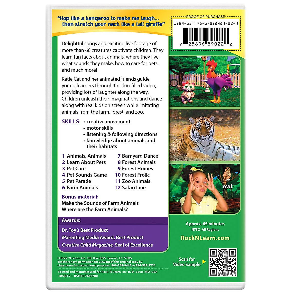 Preschool Active Learning 2 DVD Set - Alphabet Exercise and Dance with The Animals