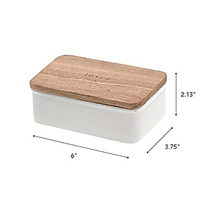 YAMAZAKI Home Butter Kitchen Dish, Tray Container | Ceramic | Food Storage, One Size, White