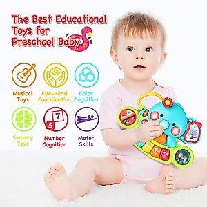 Kidpal Baby Musical Toys for 3 6 9 12 18 Months Boys & Grils, Elephant Music Keyboard Piano Toy for Infant Kids Toddler 1 2 Year Old, Educational Light Up Toy with Fine Motor, Gift for Newborn Baby1