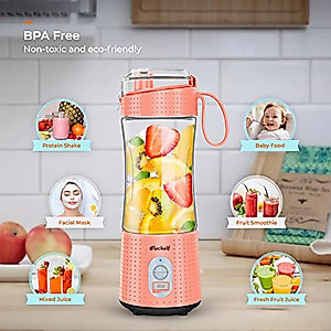 Elechelf Portable Blender, Personal Size Blender Smoothies and Shakes, Mini Blender USB Rechargeable, Handheld Blender Sports,Travel,Gym (Orange)