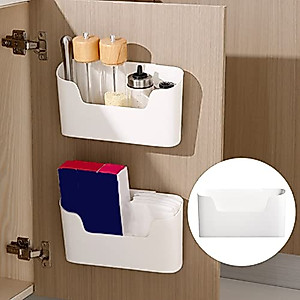 Hanging Storage Box Wall Mount: White Sundries Holder Self Adhesive Wall Organizer Punch Free Shelf Holder for Phone Reading Glasses Remote Control Remote Control Holder