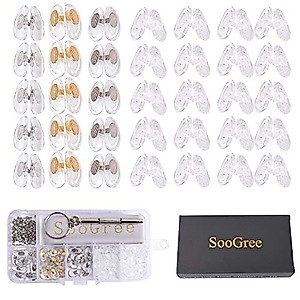 SooGree Upgrade Variety Nonslip Eyeglass Nose Pads,Soft Silicone Eye Glasses Pad Replacement Upgrade Version Eyeglass Repair Nose Pads for Eyeglasses and Sunglasses