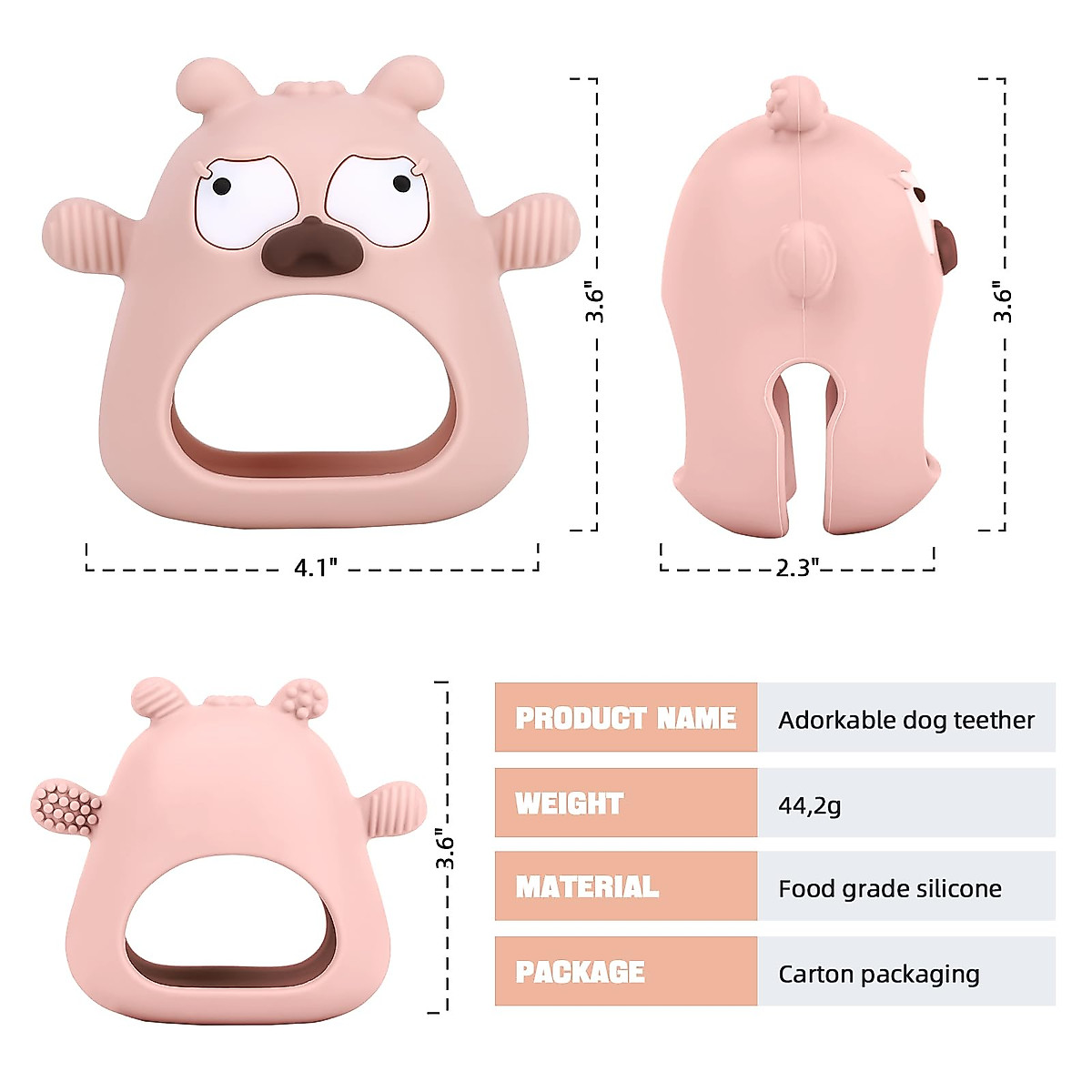 Teething Toys for Babies 0-6-12 Months, Baby Teether Never Drop Baby Teether for Teething Relief, Silicone Baby Hand Mittens with Sucking Need Pacifier, Baby Chew Toys for Breast Feeding (Pink)