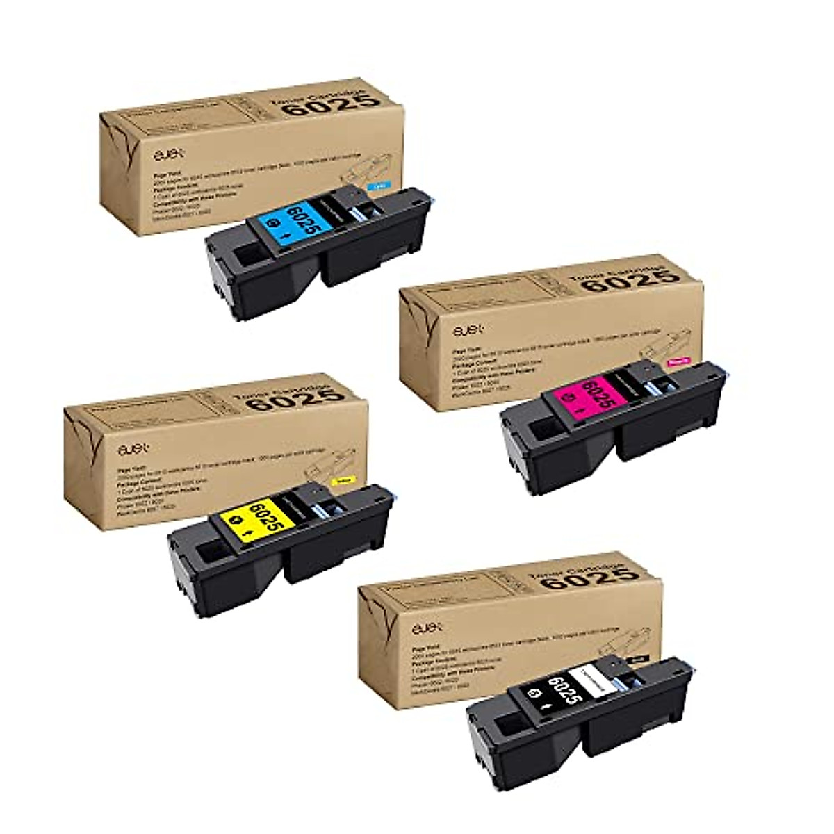 ejet Remanufactured Toner Cartridge Replacement for Xerox WorkCentre 6027 6025, Phaser 6022 6020 (1 Black 106R02759, 1 Cyan 106R02756, 1 Magenta 106R02757, 1 Yellow 106R02758, 4-Pack)