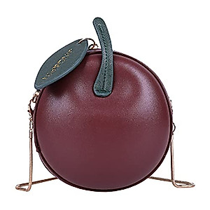 LUOZZY Apple Shape PU Leather Handbag Cartoon Shoulder Bags Adjustable Strap Clutch Jelly Purse Fruit Shape Gift - Fuchsia