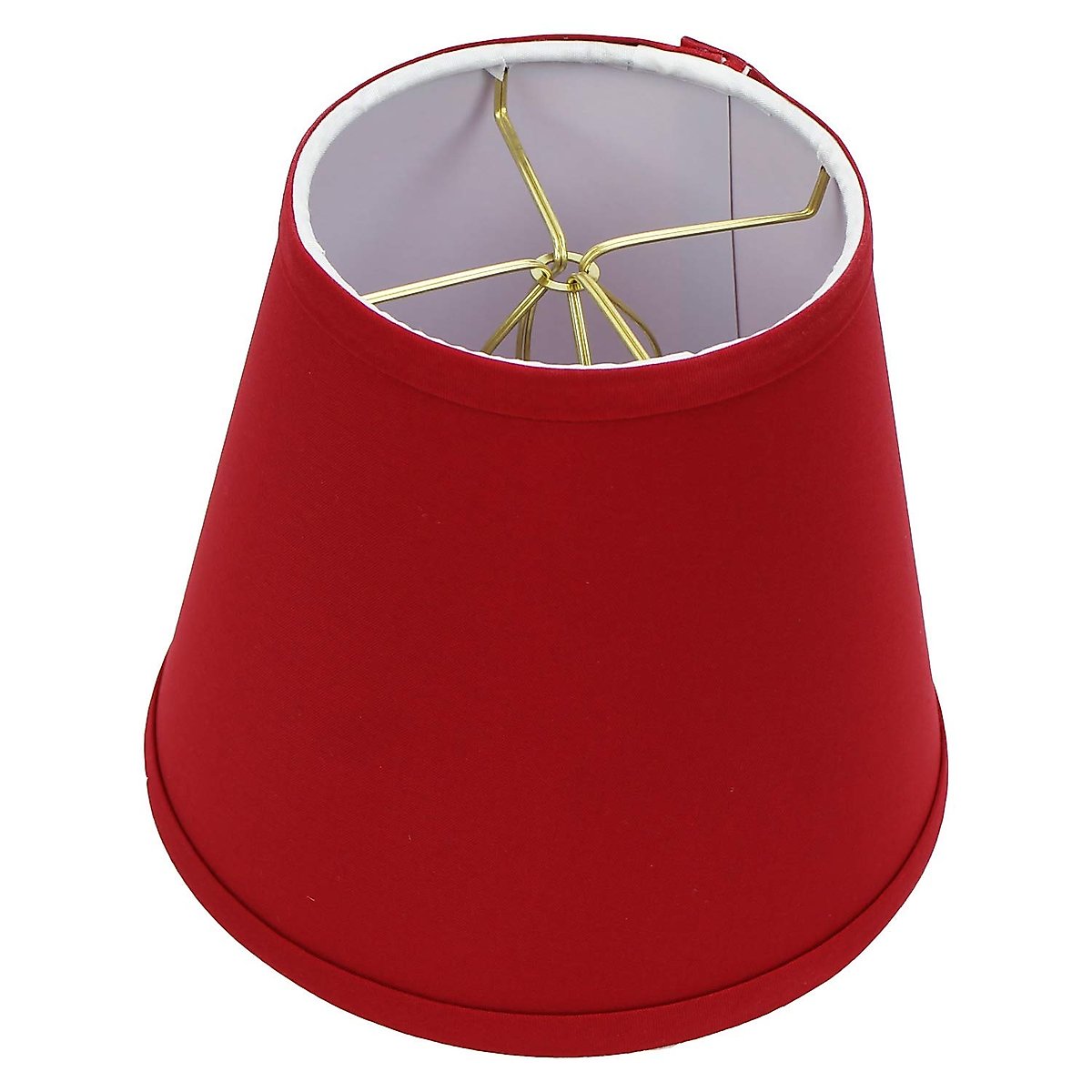 FenchelShades.com 5" Top by 8" Bottom by 7" Slant Height Fabric Barrel Lampshade Double Clip-On Attachment (Rich Red)