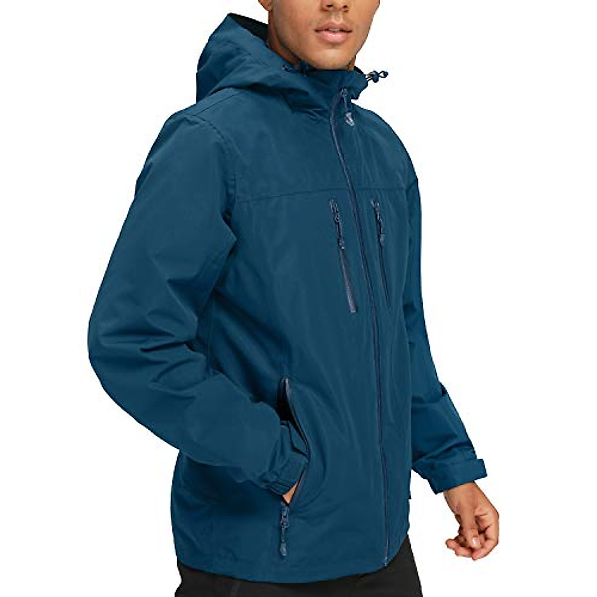 CAMEL CROWN Men's Waterproof Shell Jacket Windbreaker Hooded Rain Coat for Outdoor Hiking Climbing Traveling Blue XL