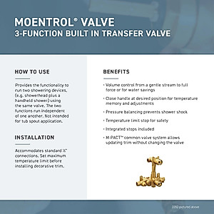 Moen Rothbury TS4211BN Moentrol Shower Valve with 3-Function Integrated Diverter Valve Trim, Valve Required, Brushed Nickel